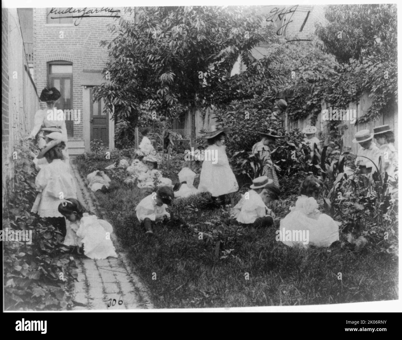 Photograph children in kindergarten Black and White Stock Photos ...
