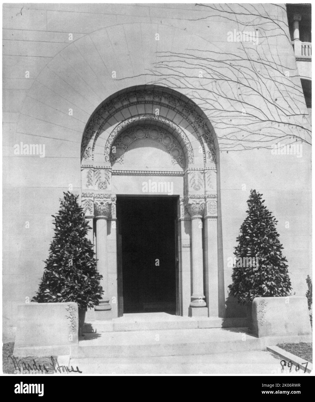 Warder House, Washington, D.C., 1900?. Exterior, arched doorway ...