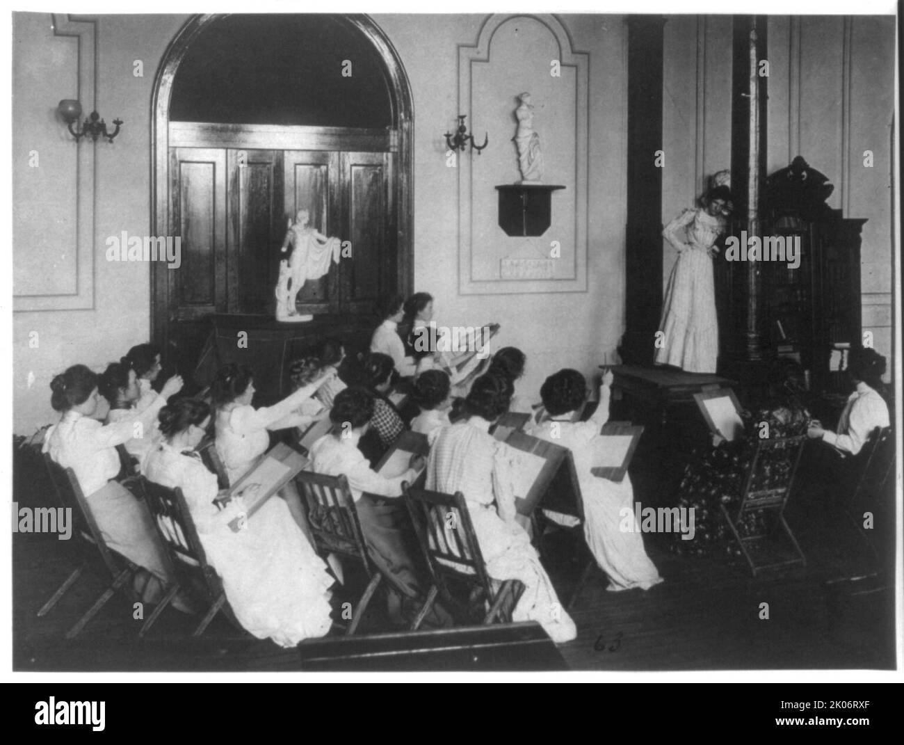 Art class with live model, Normal School, Washington, D.C., (1899 Stock ...