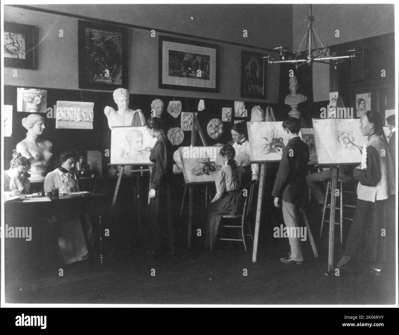 A class in painting, Central High School, (1899 Stock Photo - Alamy
