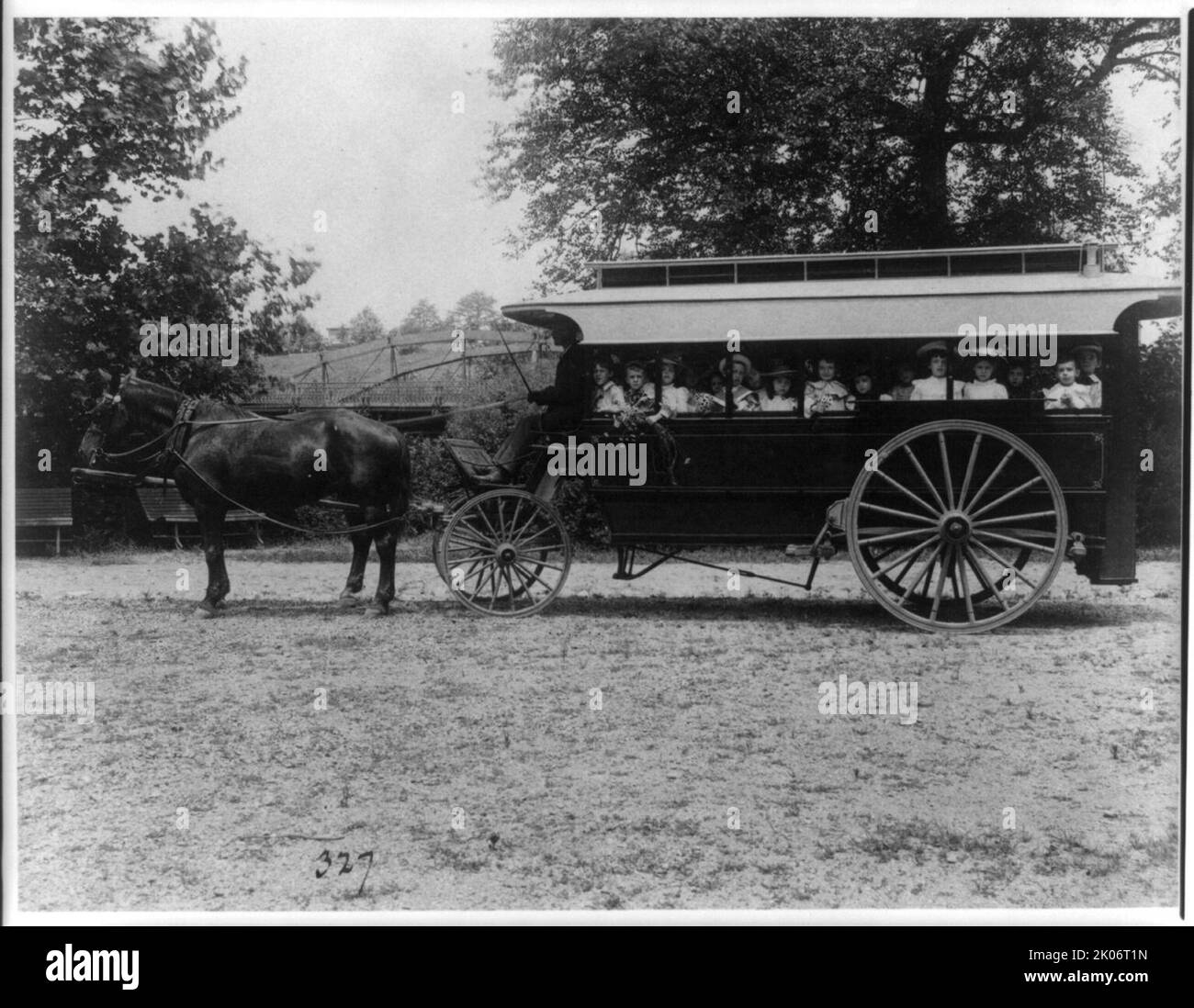 School children of the 6th Division in a horse-drawn car, (1899 Stock ...