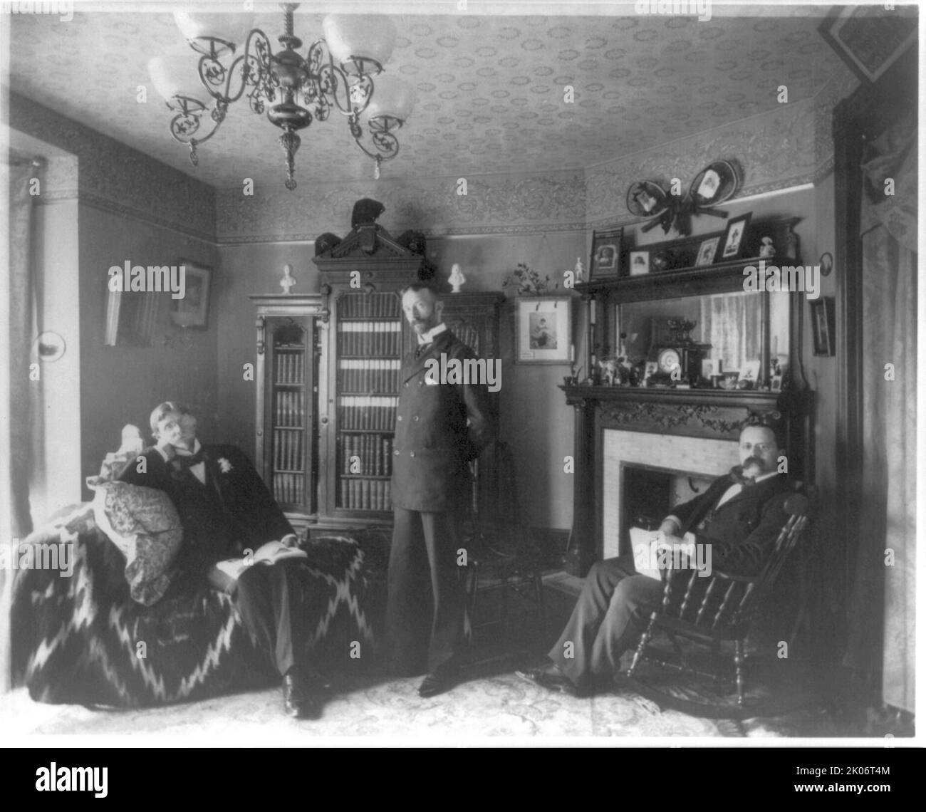 Three men in an interior, between c1890 and c1910. Male friends of ...