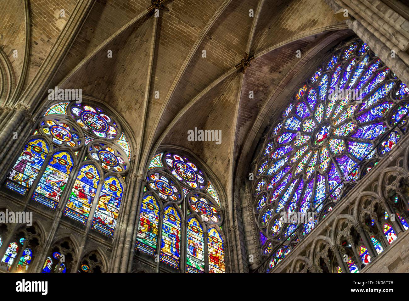 Rayonnant rose window in the Basilica of Saint-Denis, a cathedral of ...