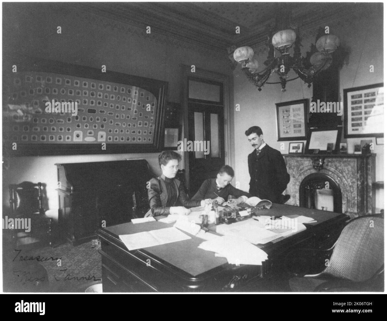 Treasury Dept. employees - Miss Tanner, 1890. Woman at desk with two ... Treasury Dept. employees - Miss Tanner, 1890. Woman at desk with two ...