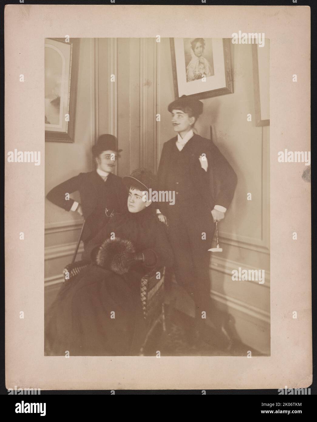 Frances Benjamin Johnston, full lgth., standing, in costume, wearing ...