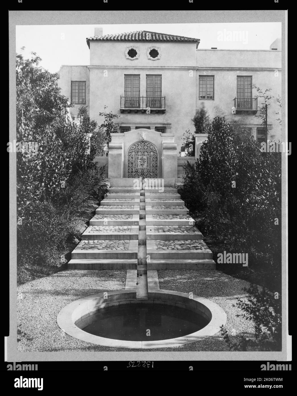 Pasadena, California, Mrs. Herbert Coppell home - pond at foot of long ...