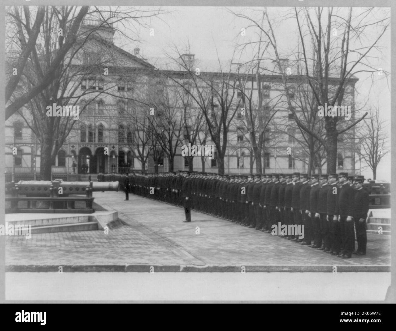 U.S. Naval Academy, Annapolis Md.: cadets lined up in row leading to ...