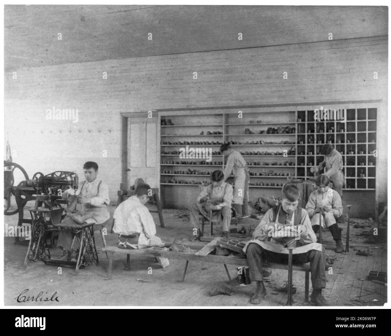 Classroom scenes at Carlisle, Pa., Indian School. Shoe making and ...
