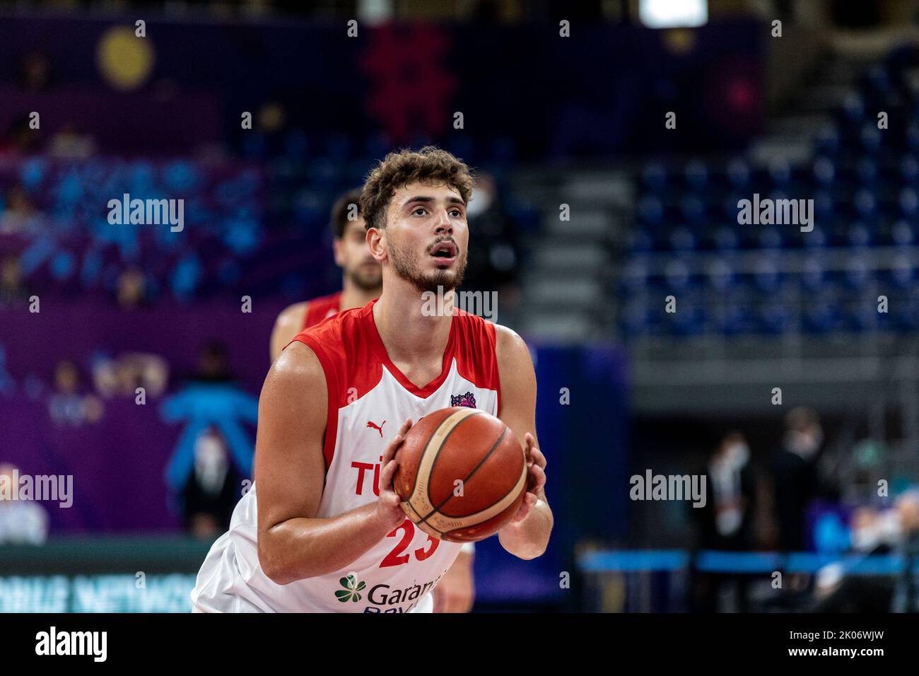 Alperen Sengun of Turkey in action during Day 7 Group A of the FIBA ...