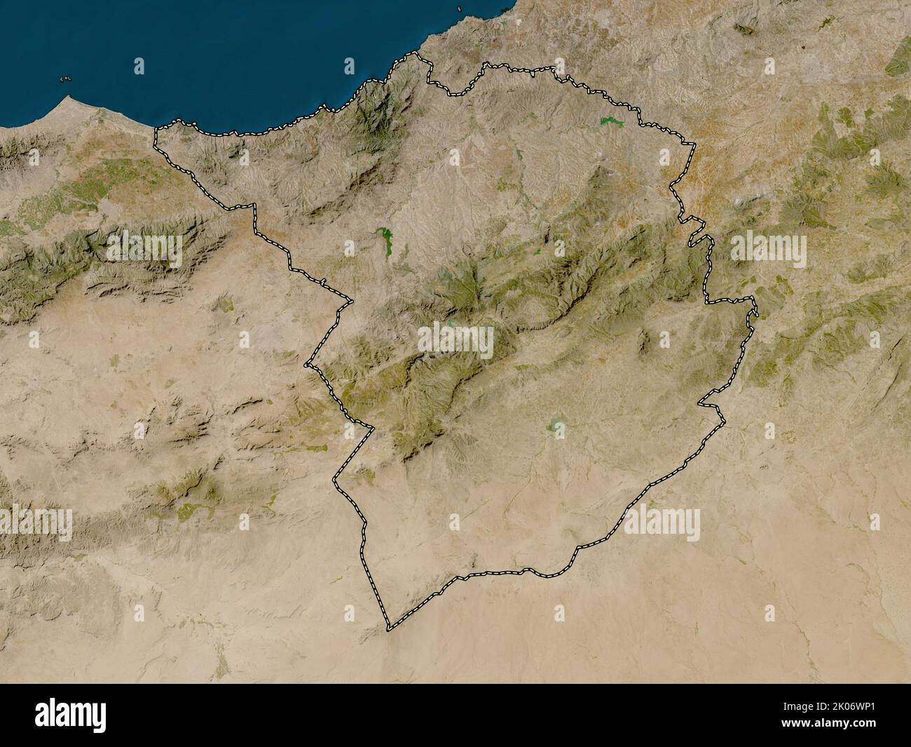 Tlemcen, province of Algeria. Low resolution satellite map Stock Photo ...