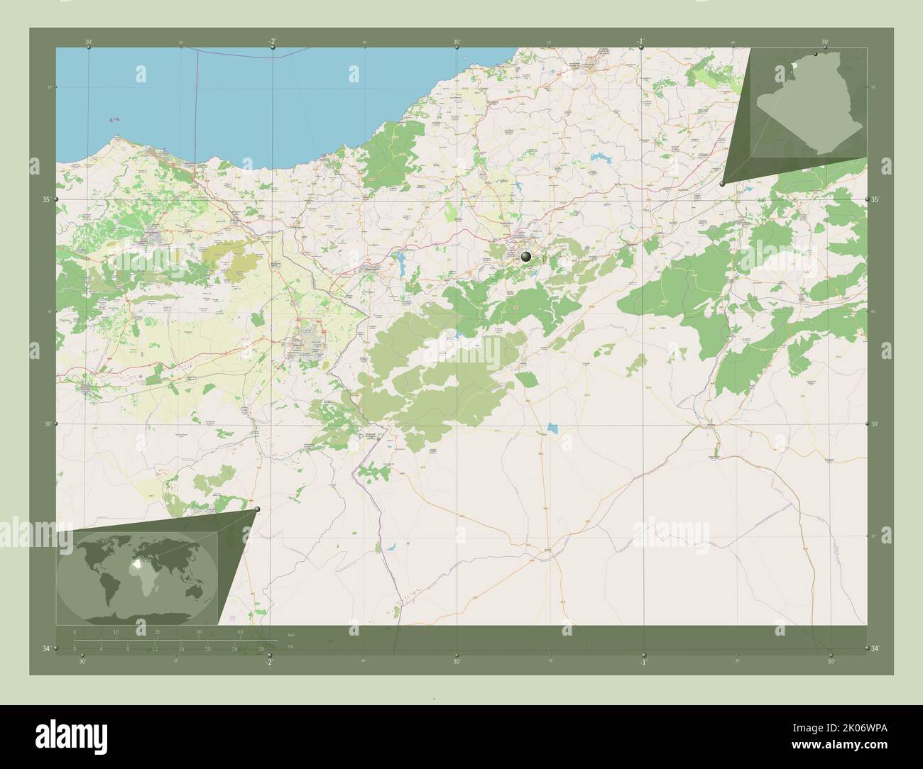 Tlemcen, province of Algeria. Open Street Map. Corner auxiliary ...