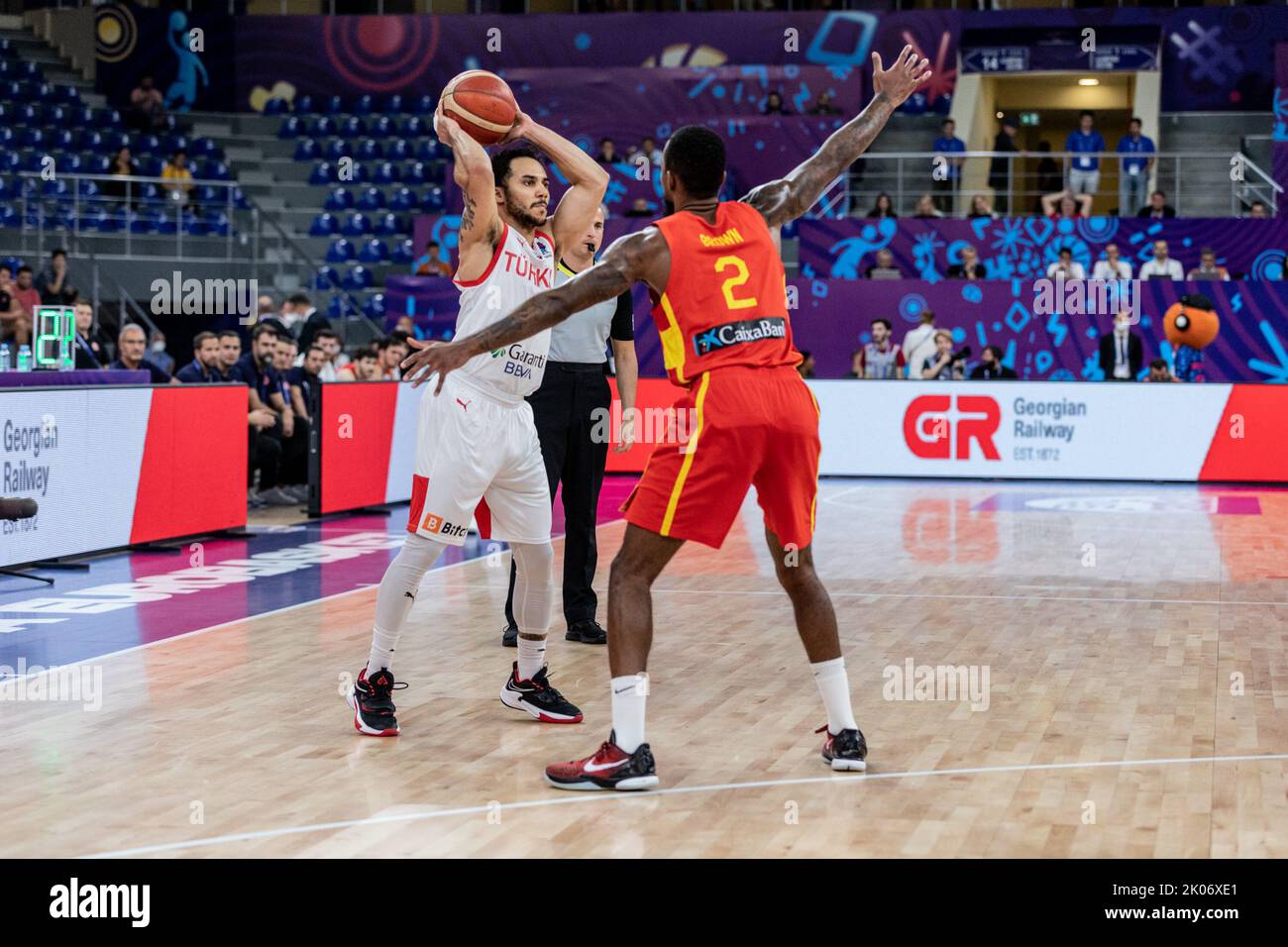 Tbilisi, Georgia. 07th Sep, 2022. Lorenzo Brown (R) of Spain and Shane ...