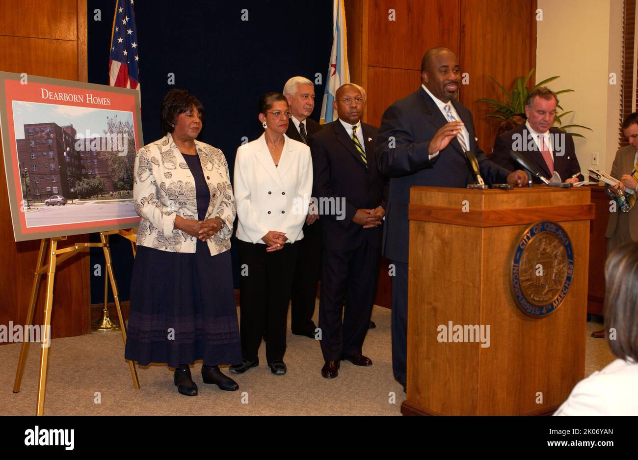 Secretary Alphonso Jackson and aides with Chicago Mayor Richard Daley ...