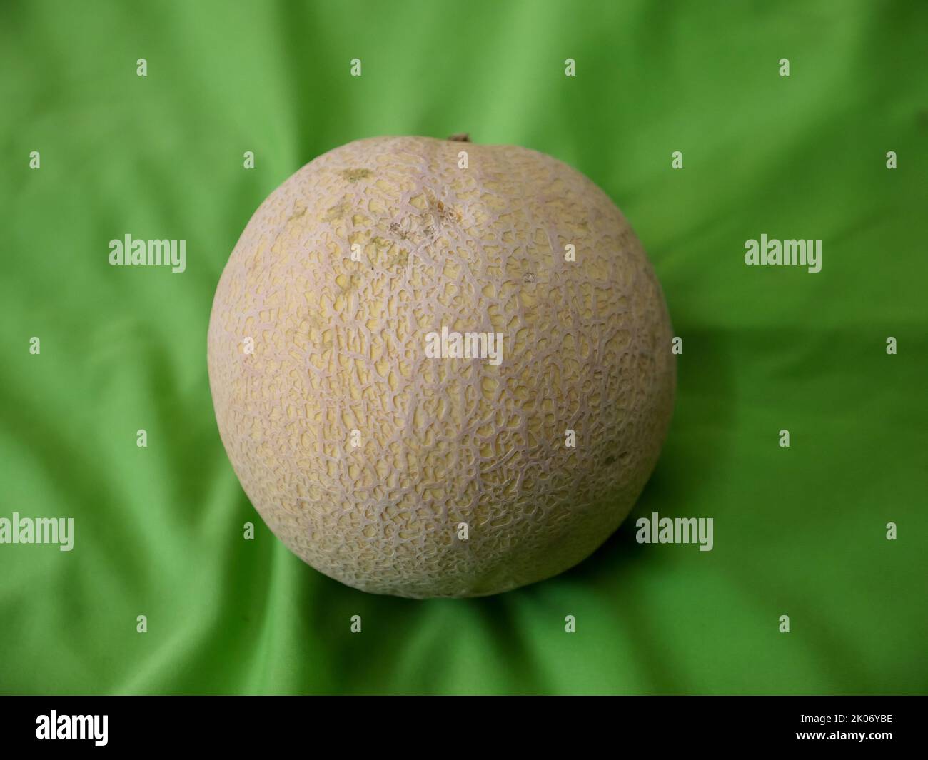 Juicy ripe whole Muskmelon, also known as Cucumis melo placed in green ...