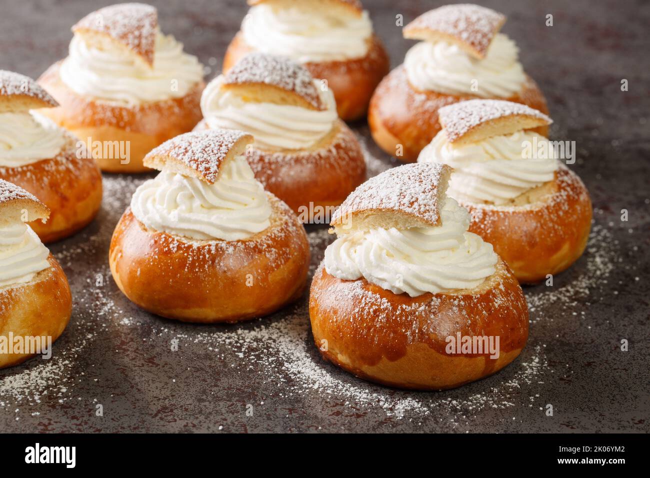 Traditional Swedish easter bun filled with almond paste and whipped ...
