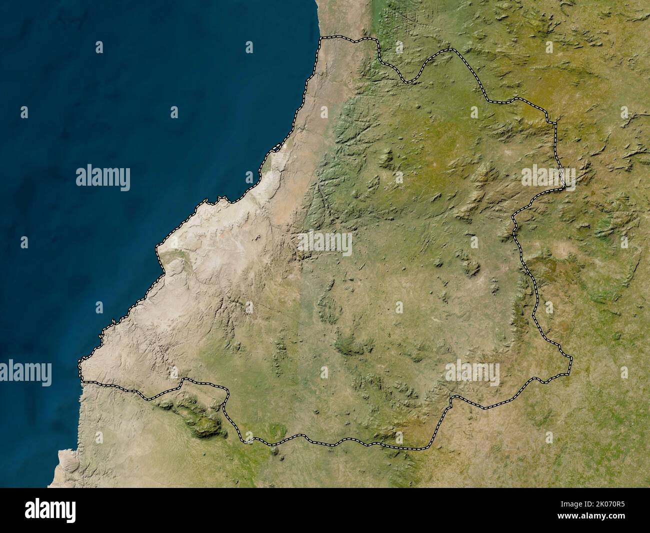 Benguela, province of Angola. Low resolution satellite map Stock Photo ...