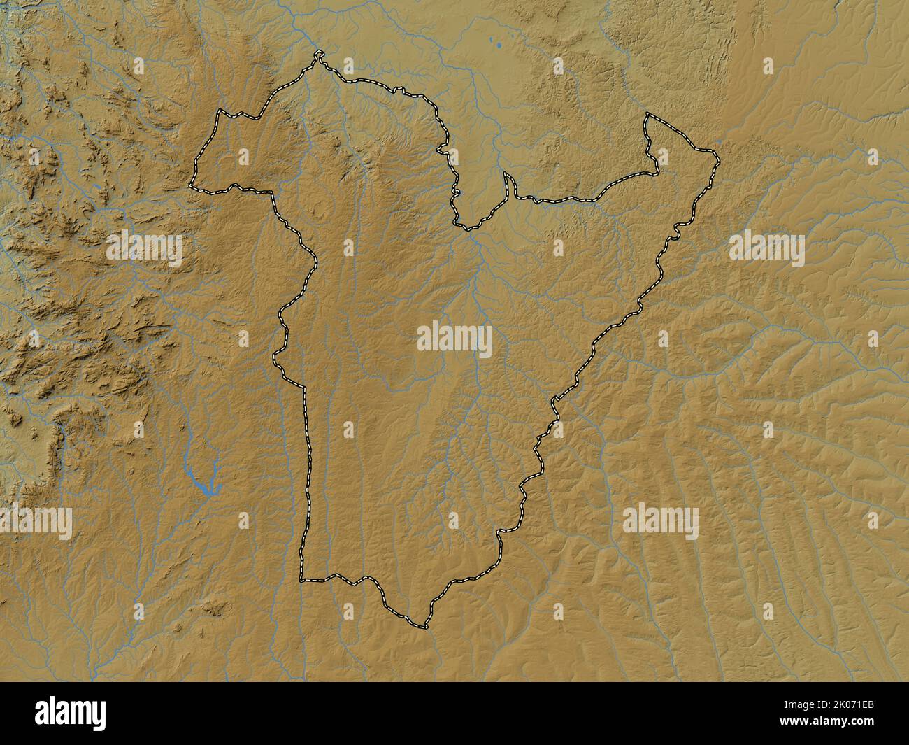 Bie, province of Angola. Colored elevation map with lakes and rivers Stock Photo - Alamy