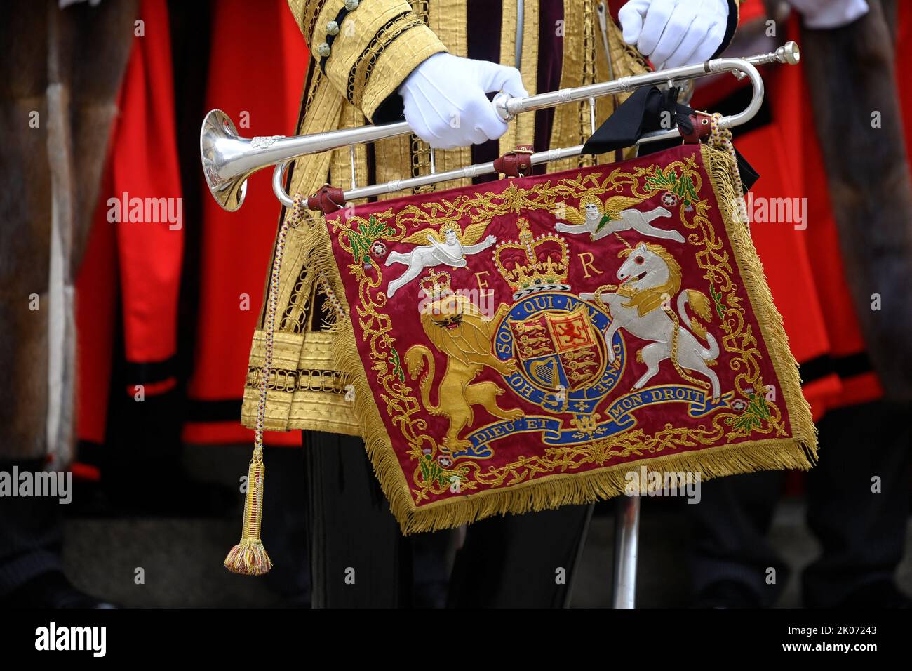 A military piper during the reading of the Proclamation of Accession of ...