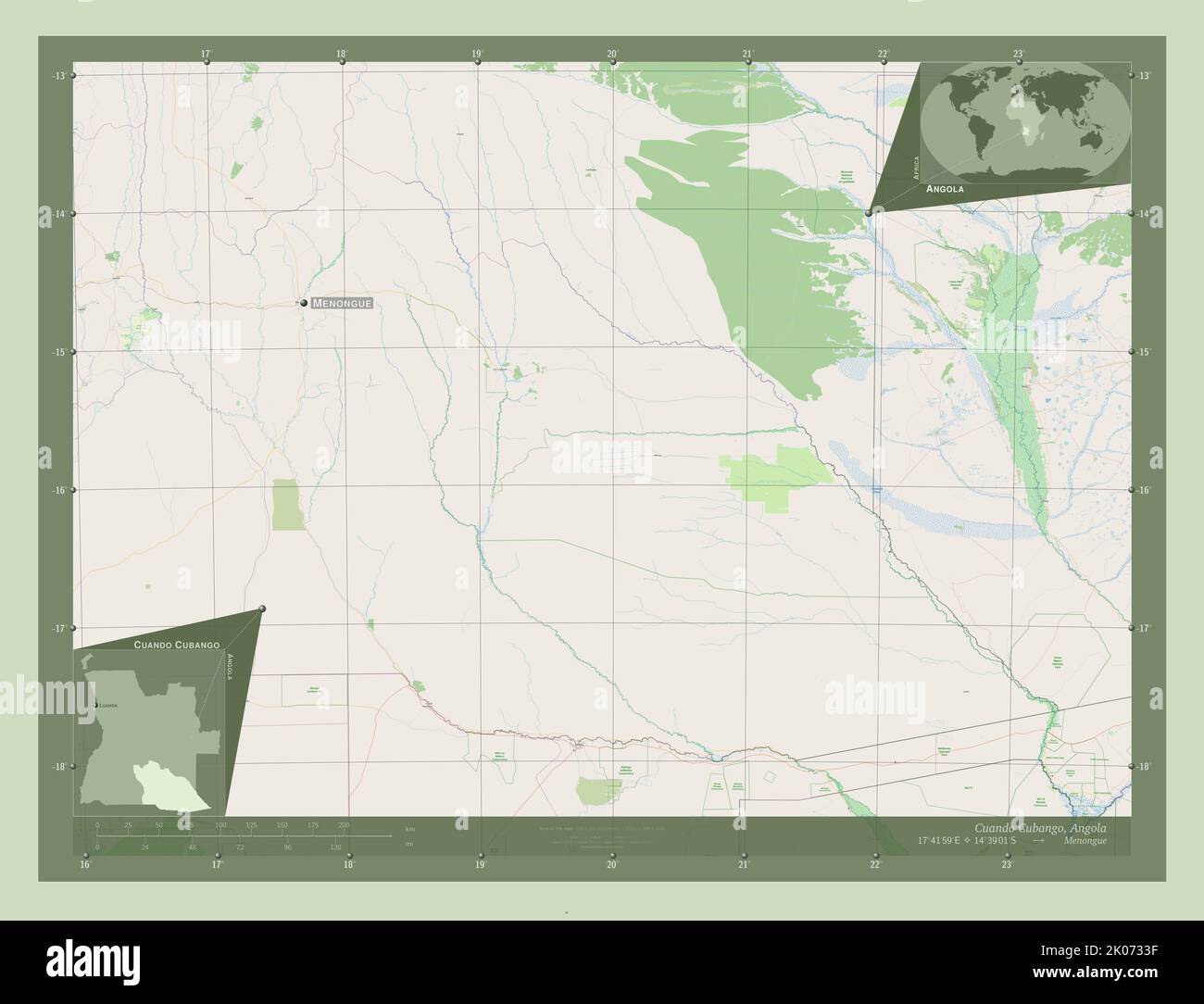 Cuando Cubango, province of Angola. Open Street Map. Locations and ...