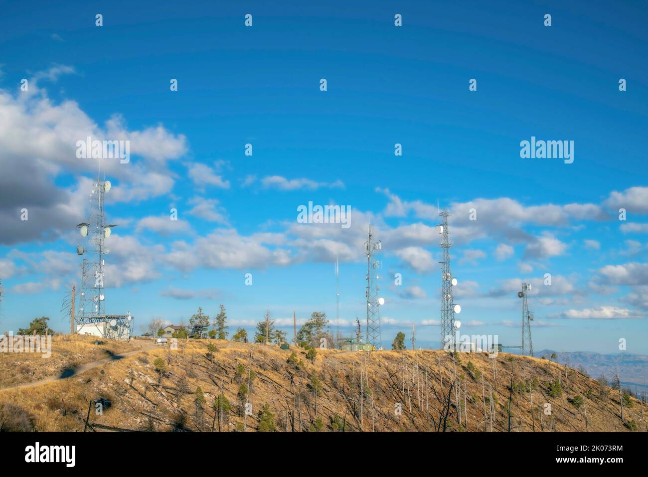 Telecommunications towers on a mountain top facility in Mount Lemmon ...