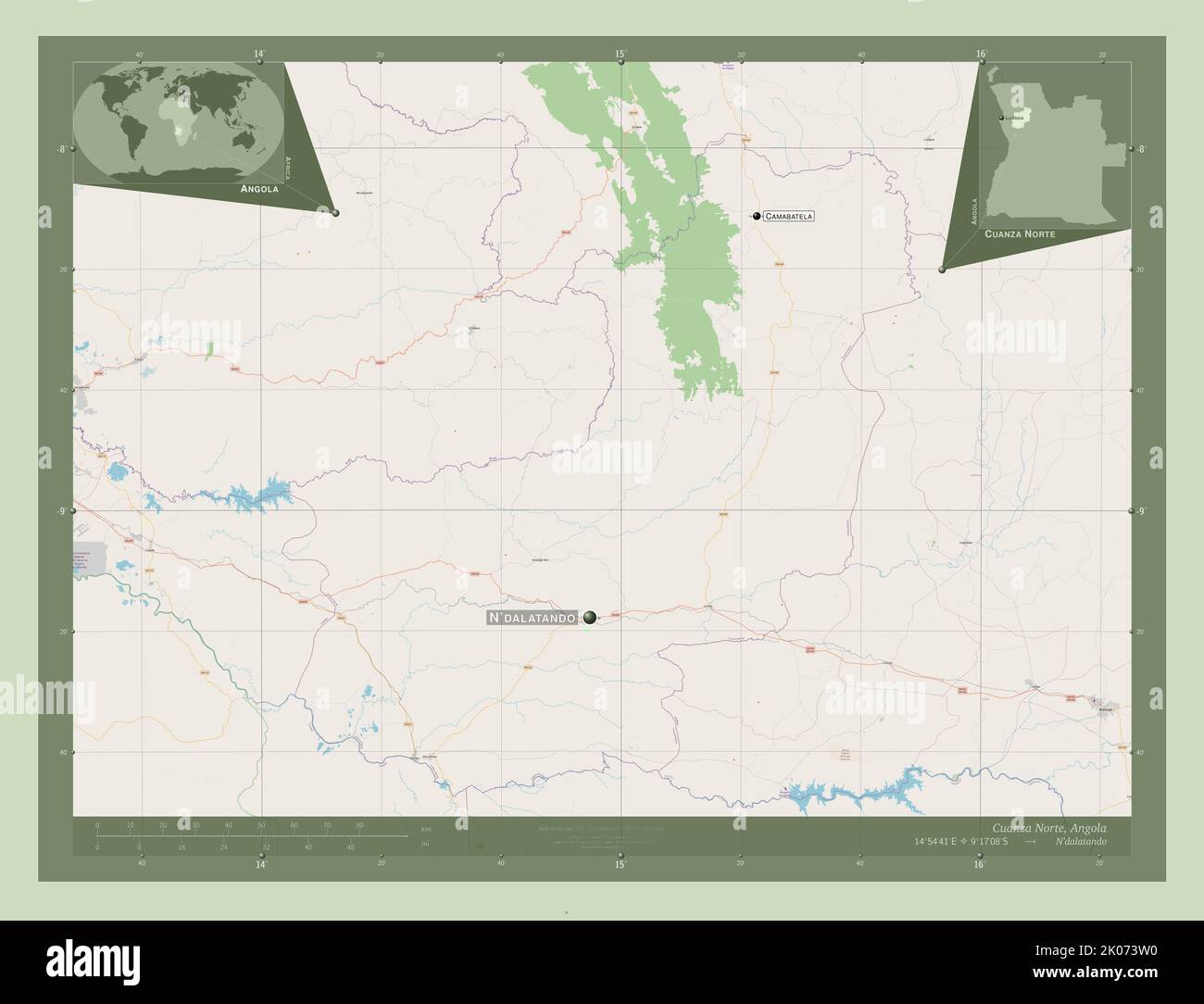 Cuanza Norte, province of Angola. Open Street Map. Locations and names ...