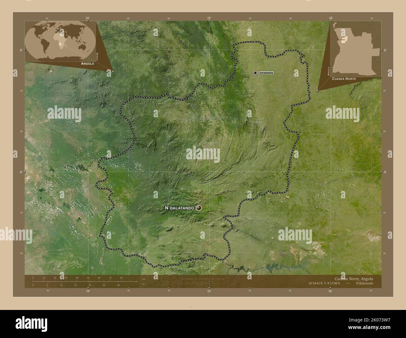 Cuanza Norte, province of Angola. Low resolution satellite map ...