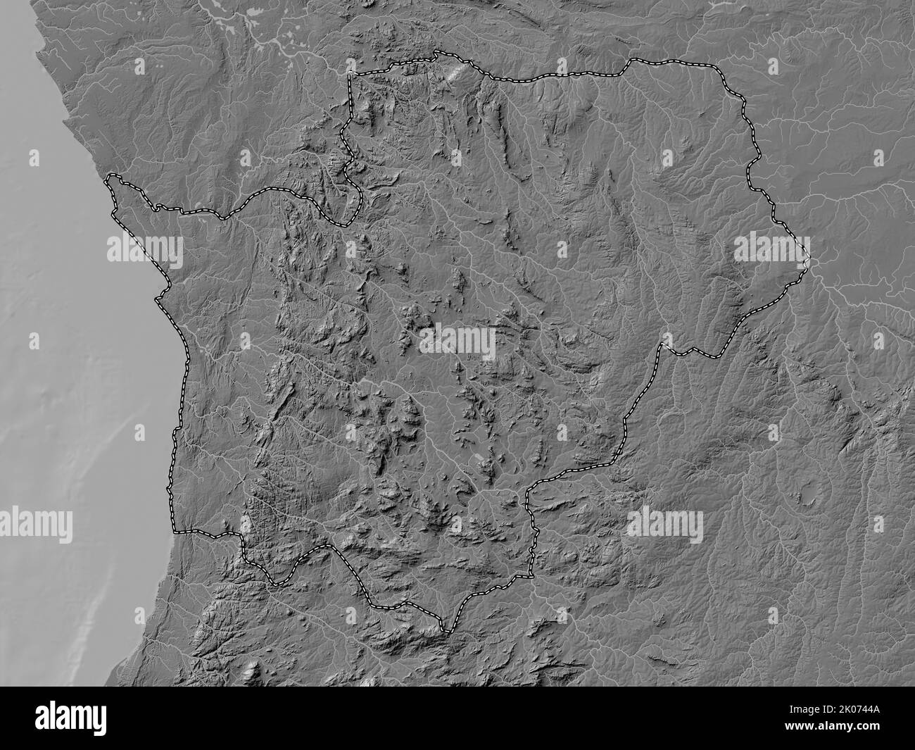 Cuanza Sul, province of Angola. Bilevel elevation map with lakes and rivers Stock Photo - Alamy