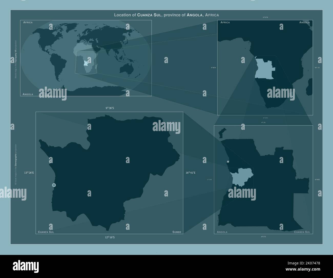 Cuanza Sul, province of Angola. Diagram showing the location of the ...