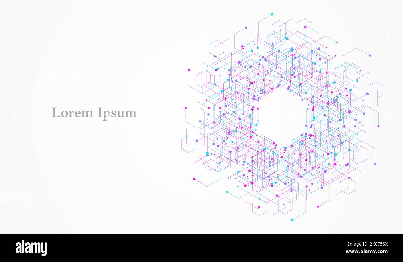 abstract blue purple hexagon, network image, geometric texture background, scientific technology ...