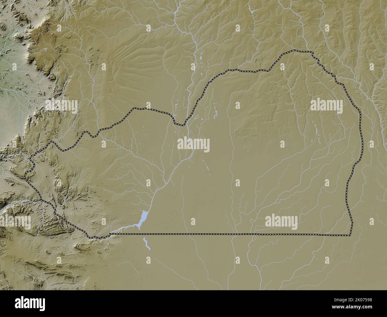 Cunene, province of Angola. Elevation map colored in wiki style with ...