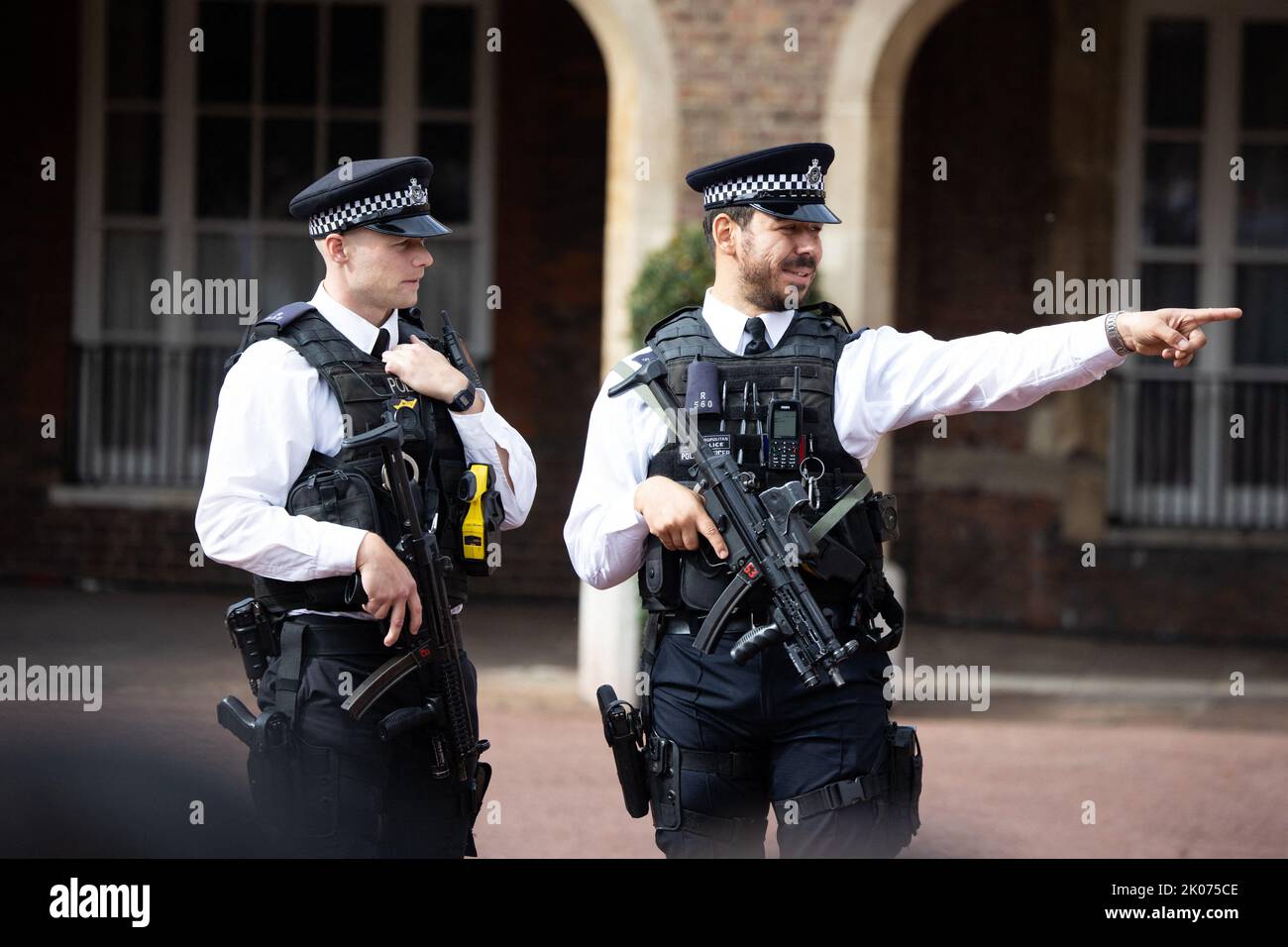 Police officers during the principal Proclamation from the balcony ...