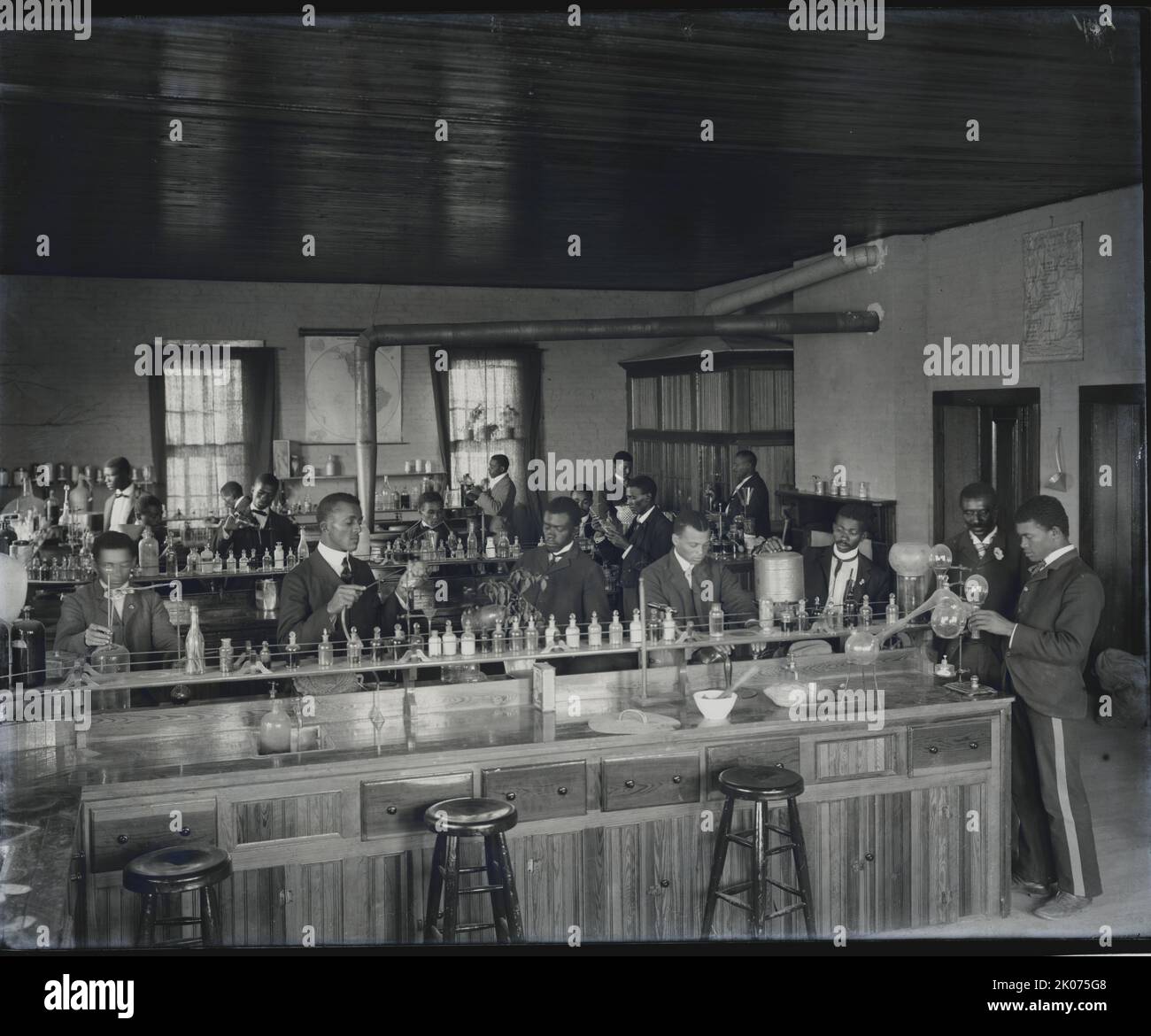 Chemistry laboratory at Tuskegee Institute, c1902. Photograph shows ...