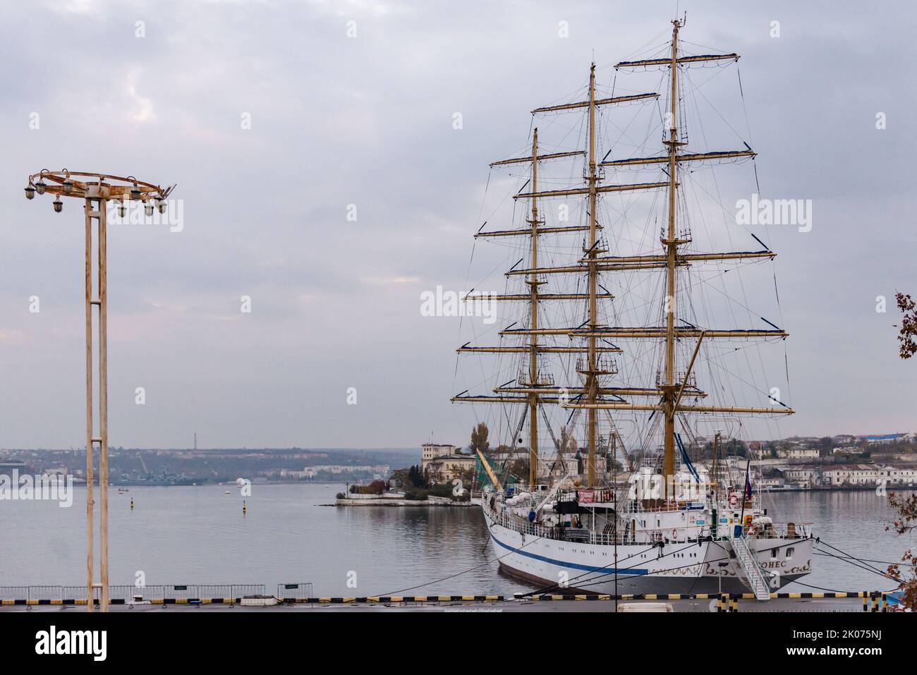 Sevastopol. Crimea. Winter 2021. Chersonesos sailboat in Sevastopol Bay ...