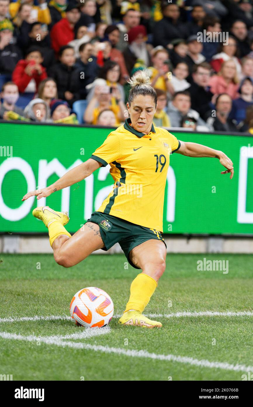 SYDNEY, AUSTRALIA - SEPTEMBER 6: Katrina Gorry of Australia kicks a ...