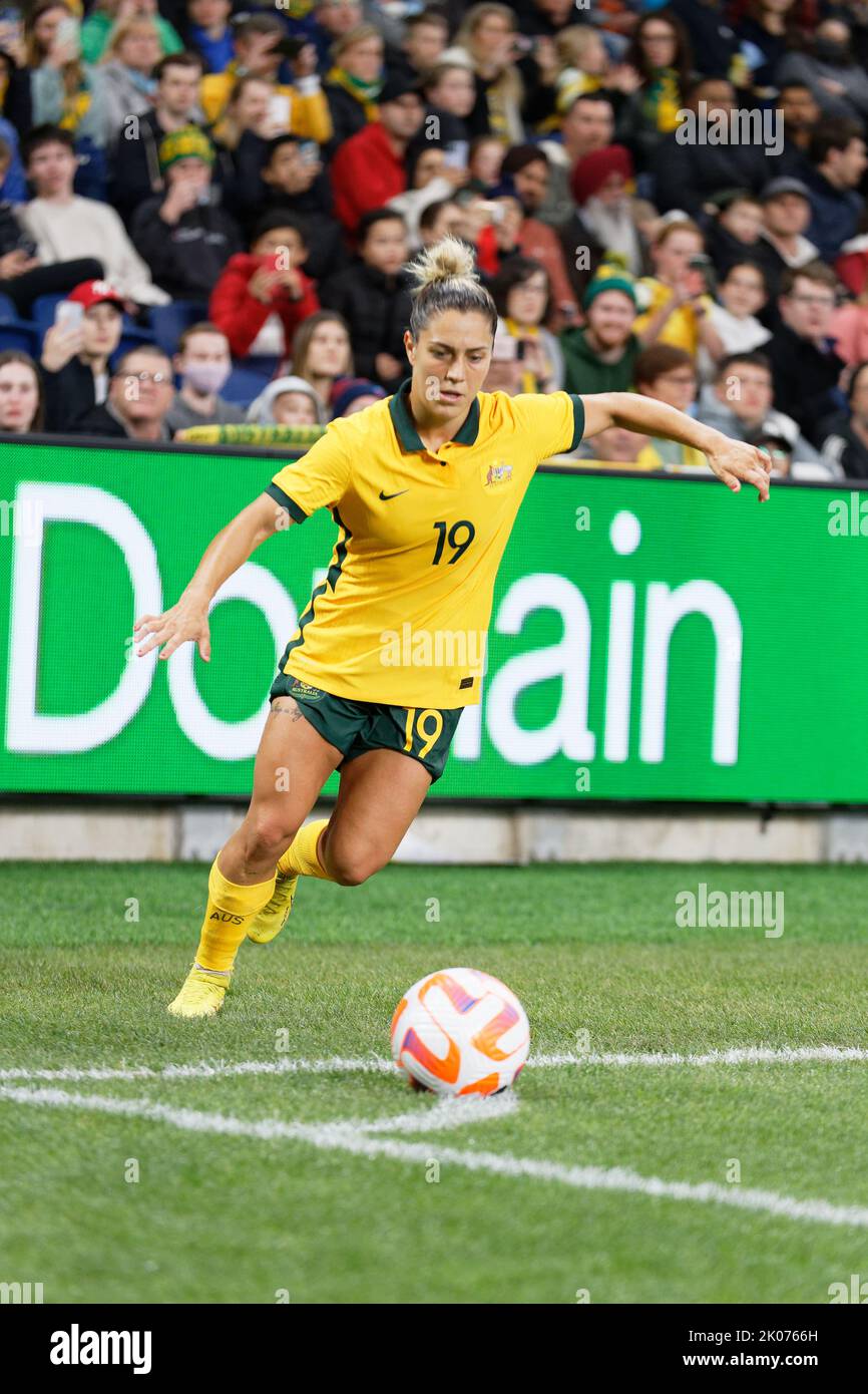 SYDNEY, AUSTRALIA - SEPTEMBER 6: Katrina Gorry of Australia kicks a ...