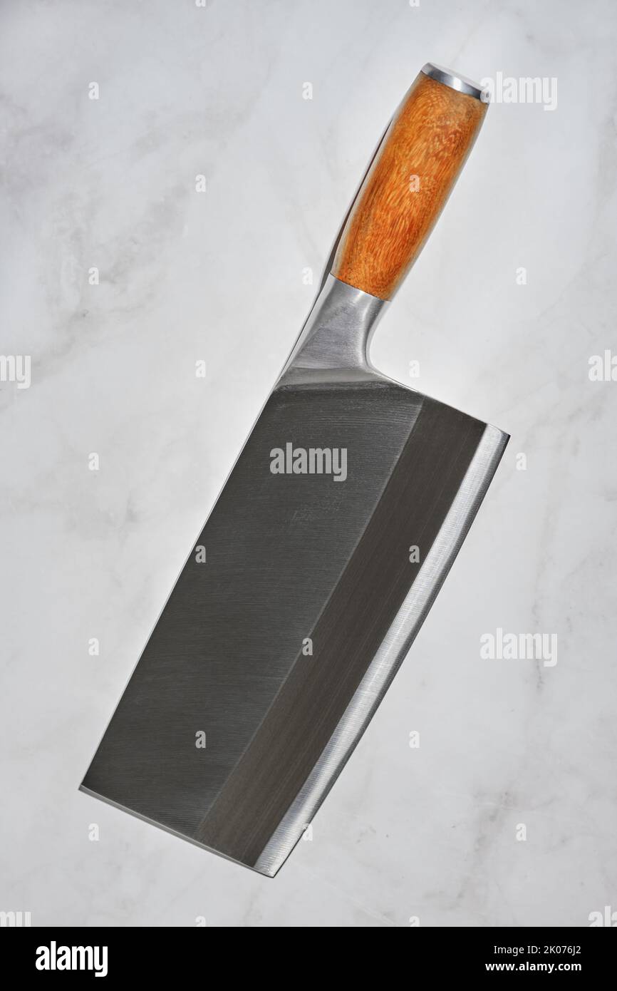 Top view of large metal cleaver Stock Photo - Alamy