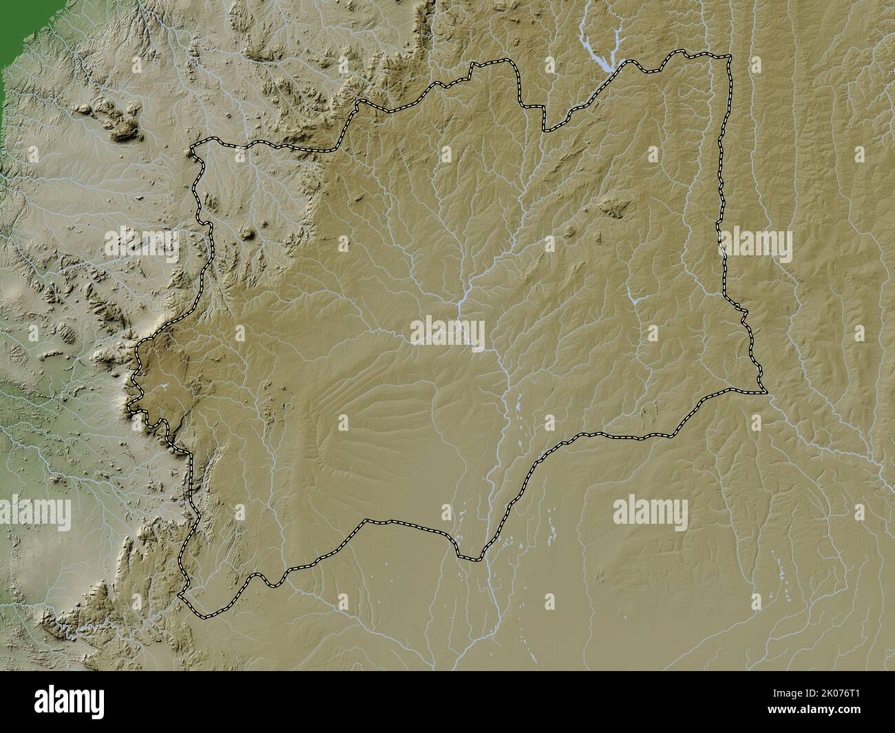 Huila, province of Angola. Elevation map colored in wiki style with ...
