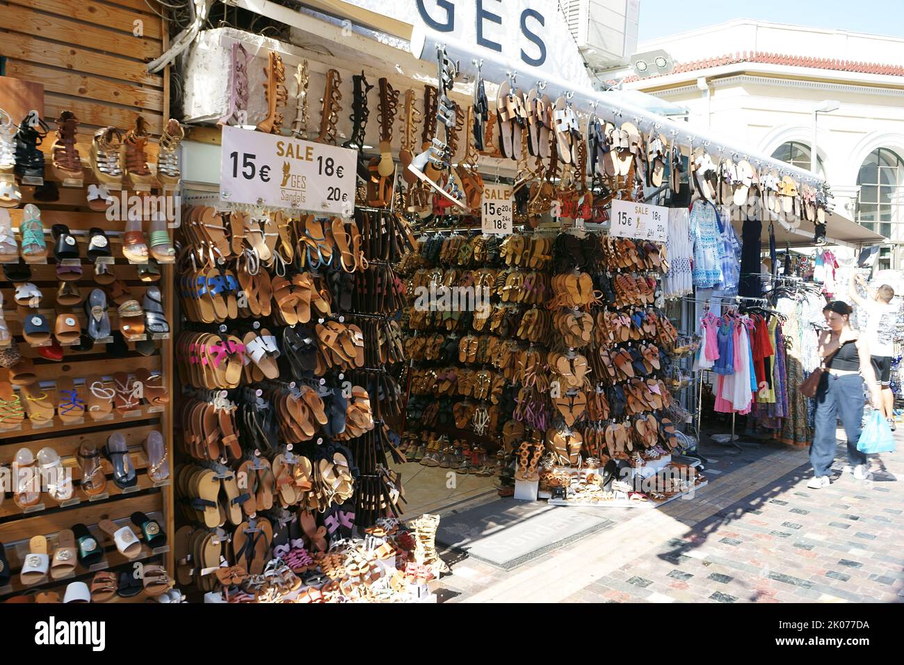 Traditional footwear, sandals, for sale, Athens, Greece Stock Photo - Alamy