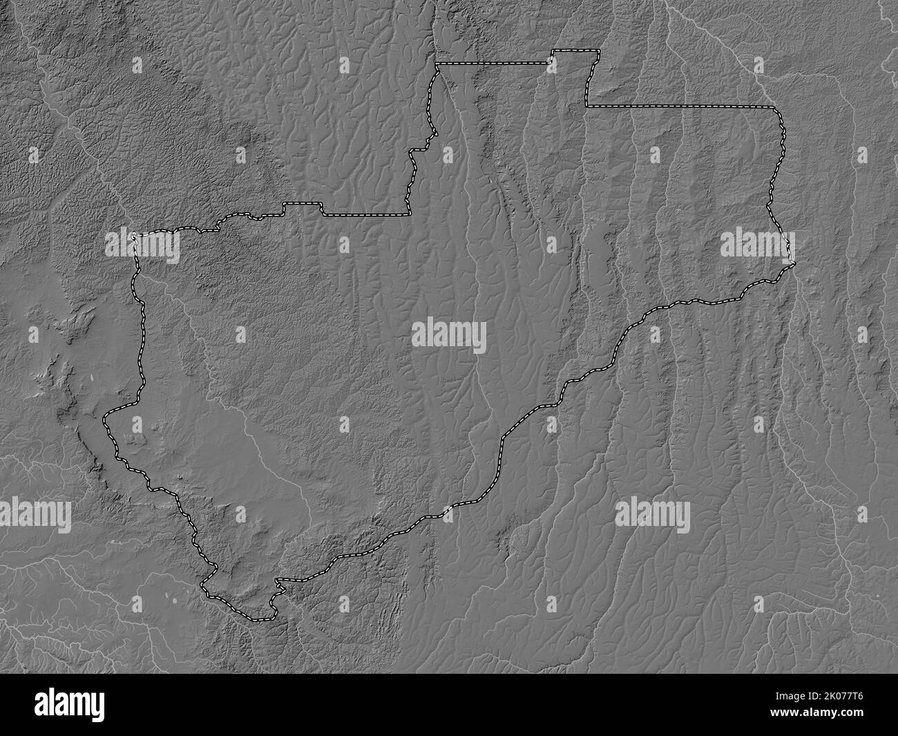 Lunda Norte, province of Angola. Bilevel elevation map with lakes and ...