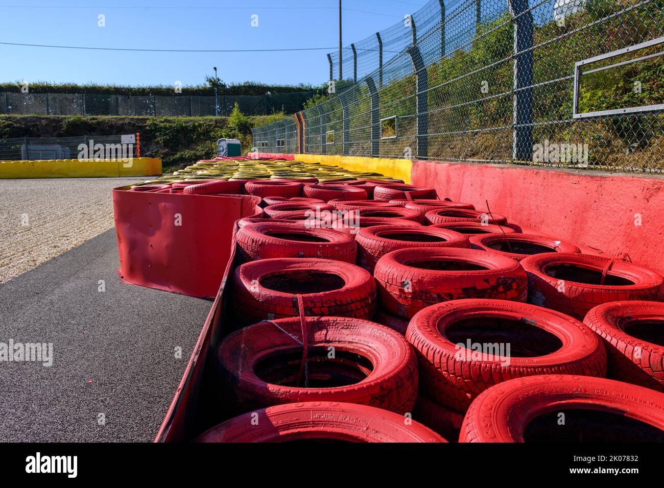 Safety measure for car racing Impact protection red yellow coloured ...