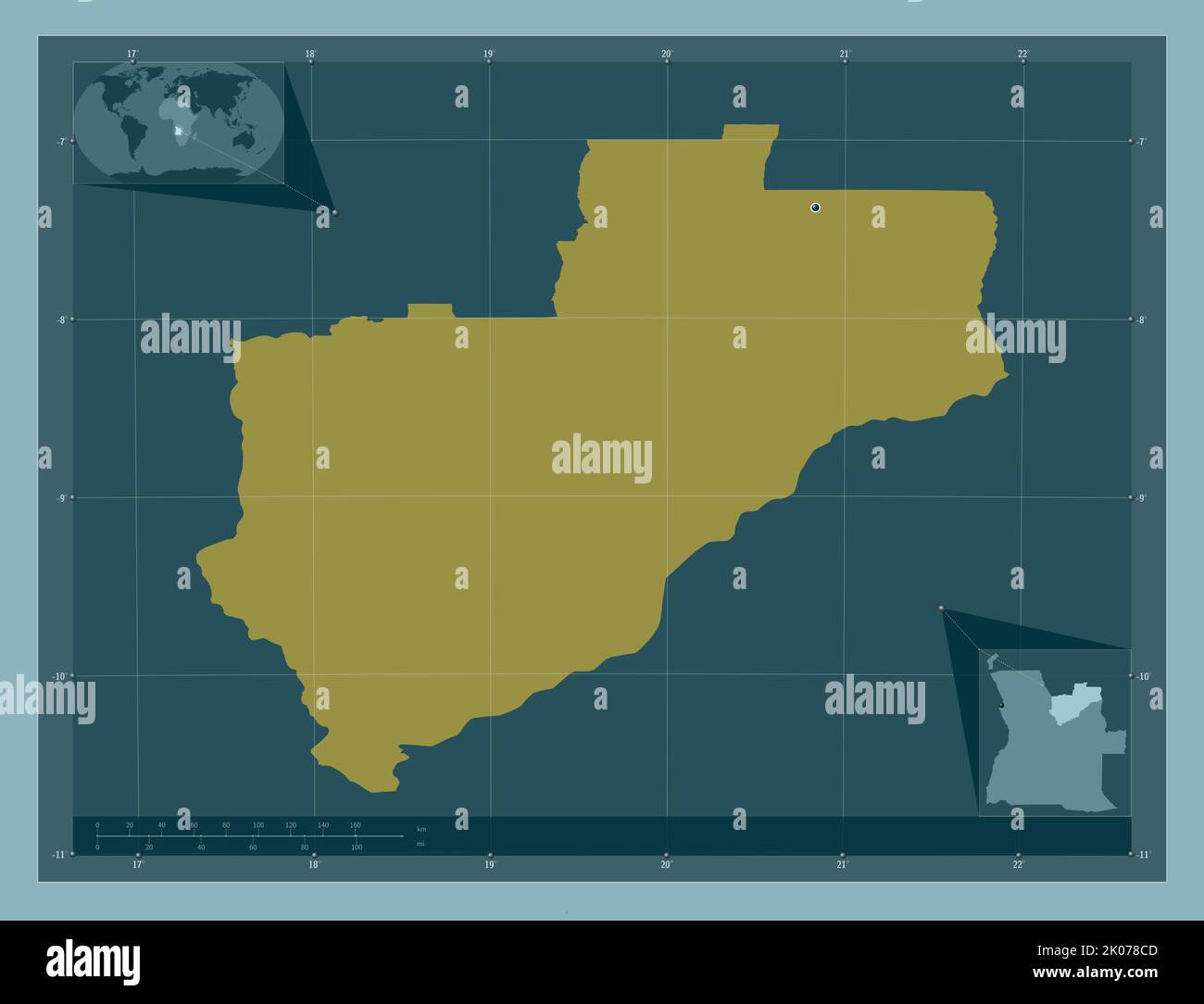 Lunda Norte, province of Angola. Solid color shape. Corner auxiliary ...