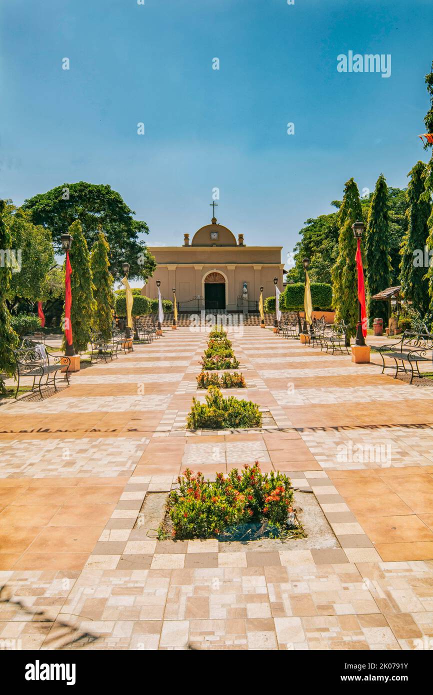 Front view of a church in a beautiful central park on a sunny day. View ...