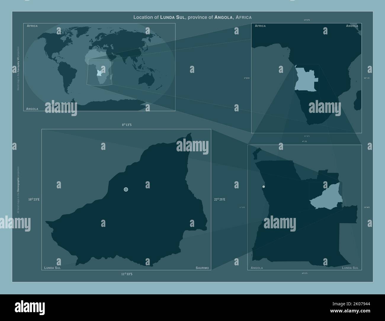 Lunda Sul, province of Angola. Diagram showing the location of the ...