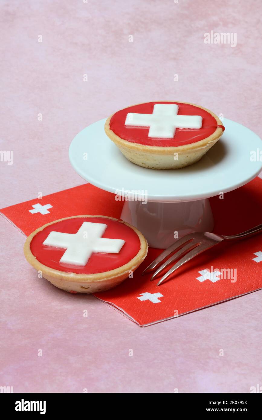 Carac, patisserie pastry from Switzerland, with Swiss cross for the ...