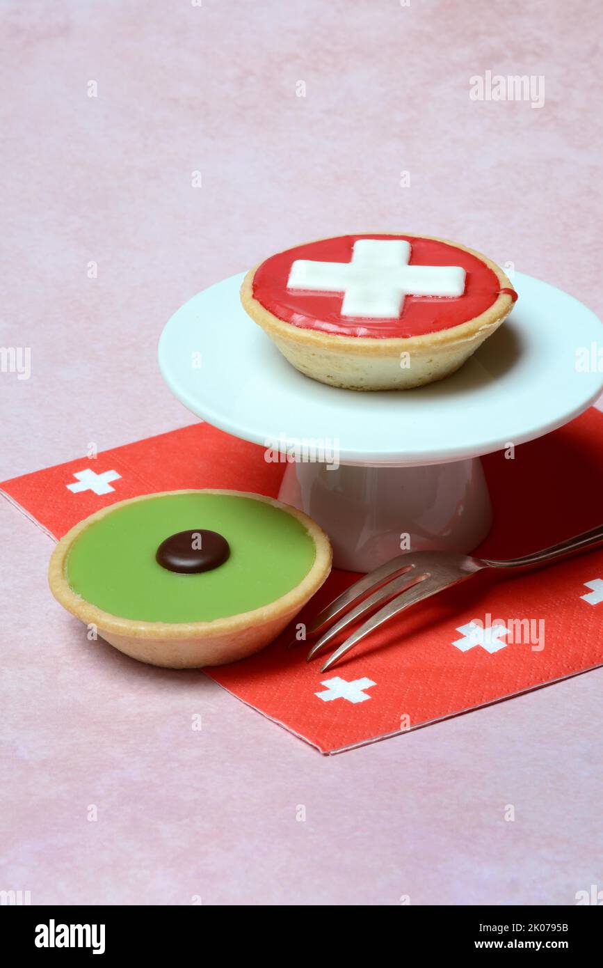 Carac, patisserie pastry from Switzerland, with Swiss cross for the ...