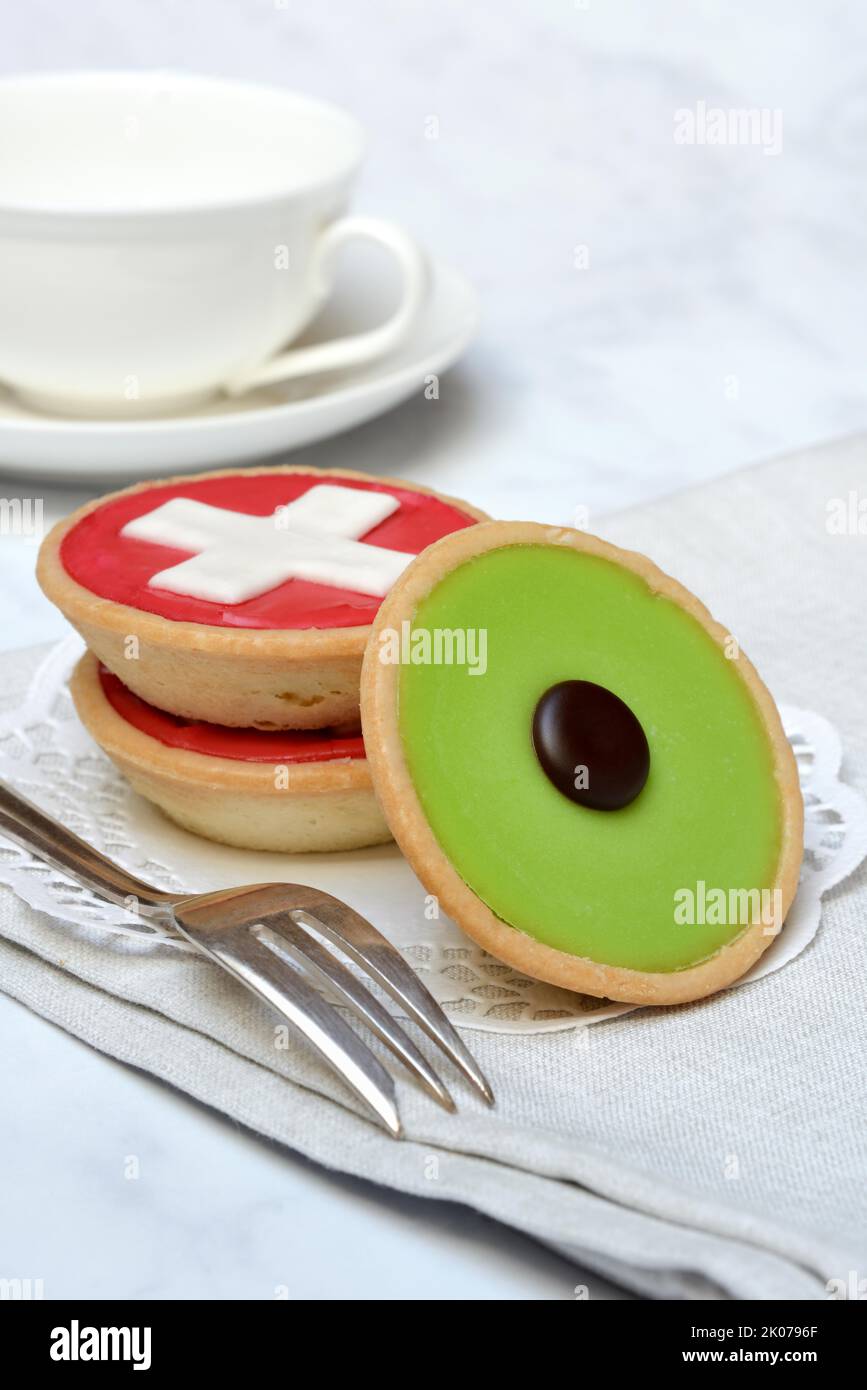 Carac, patisserie pastry from Switzerland, tartlets Stock Photo - Alamy