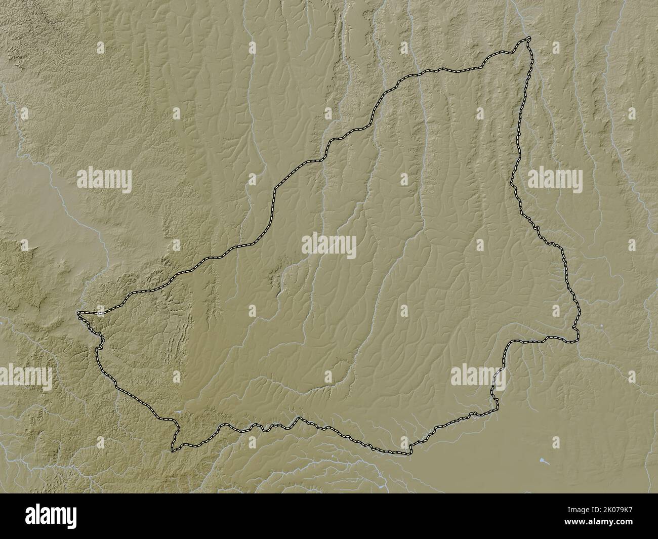 Lunda Sul, province of Angola. Elevation map colored in wiki style with ...