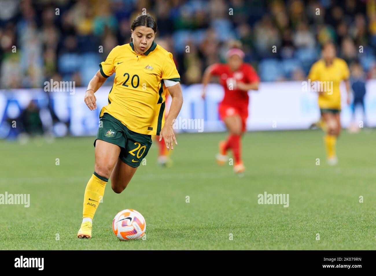 SYDNEY, AUSTRALIA - SEPTEMBER 6: Sam Kerr of Australia runs with the ...