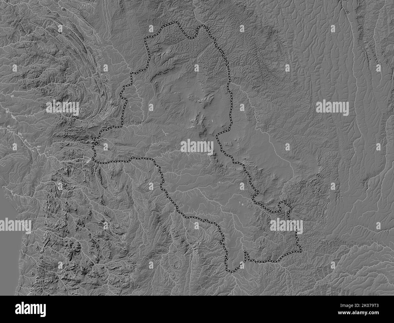 Malanje, province of Angola. Bilevel elevation map with lakes and ...