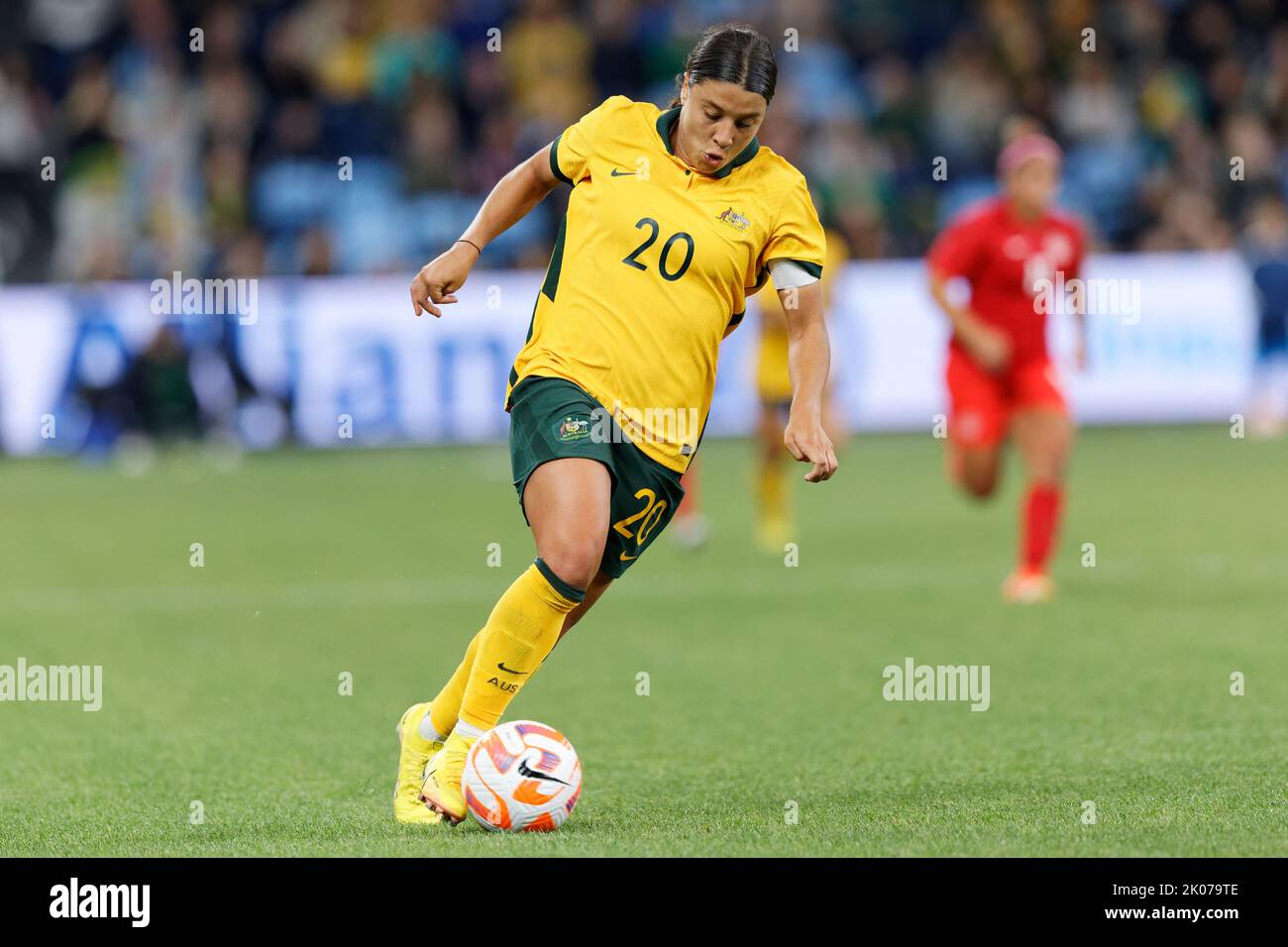 SYDNEY, AUSTRALIA - SEPTEMBER 6: Sam Kerr of Australia runs with the ...